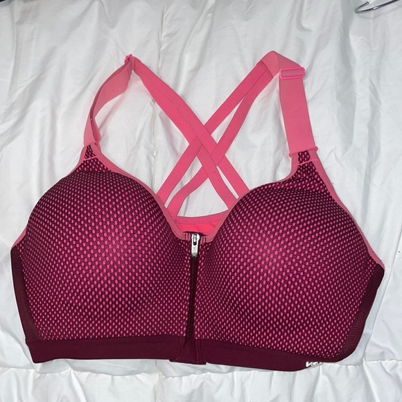VSX | Intimates & Sleepwear | Vsx Sport Bra Pink Mesh Overlay Front ...